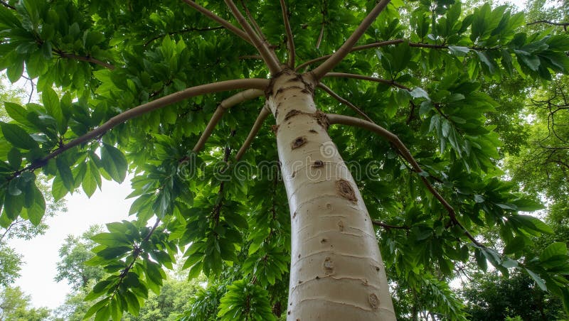 Tall Rubber Tree with Glossy Leaves and Milky Sap Oozing from Bark ...