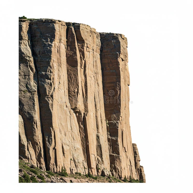Tall, Rugged Cliff with Vertical Striations and a Mix of Light Brown ...
