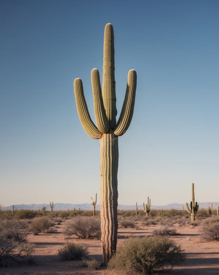 A Tall Saguaro Cactus Standing Tall in the Desert Landscape. Stock ...