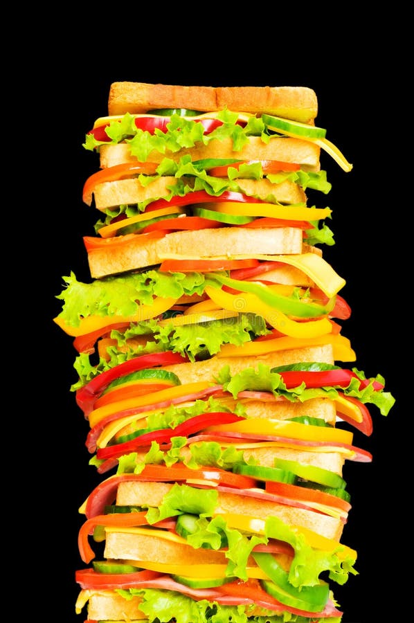 Tall sandwich isolated stock image. Image of edible, delicatessen - 9038645