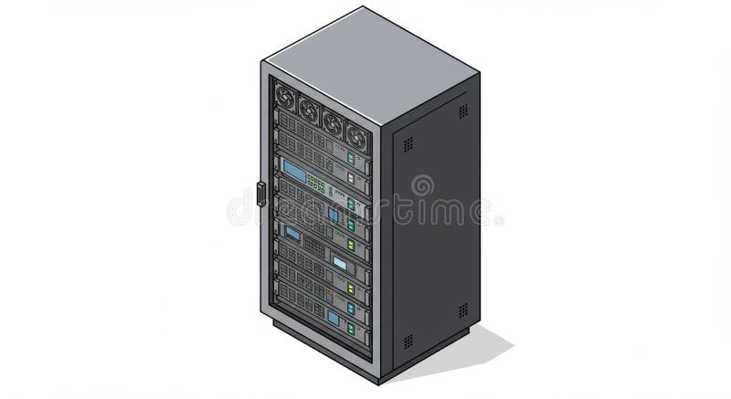 A Tall Server Rack Filled with Multiple Server Units, Illustrated with ...