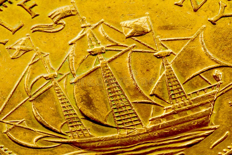 Tall ship coin detail stock image. Image of penny, historical - 5697473