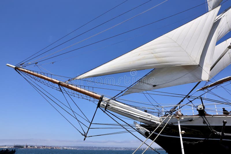 Bowsprit and Rigging of a Tall Ship Stock Image - Image of rigging ...