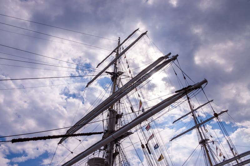 Tall ship masts stock photo. Image of wood, rope, flags - 41560680