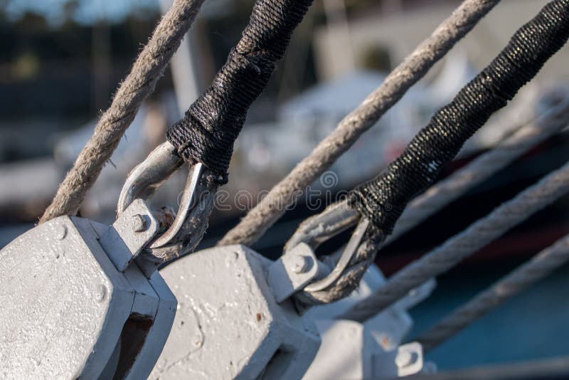 Tall Ship rope detail stock image. Image of white, steel - 105998523