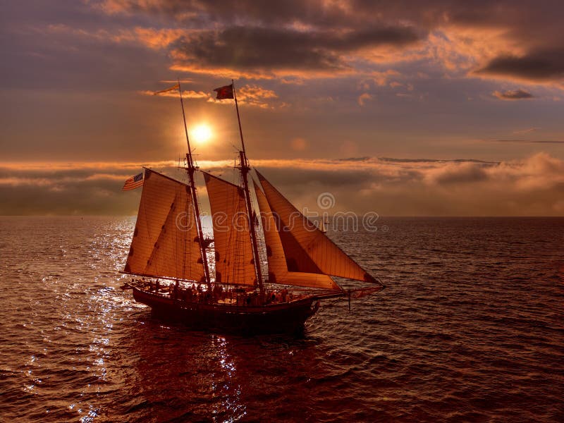 Tall Ship Sailing in the Pacific Ocean during the Late Afternoon Stock ...