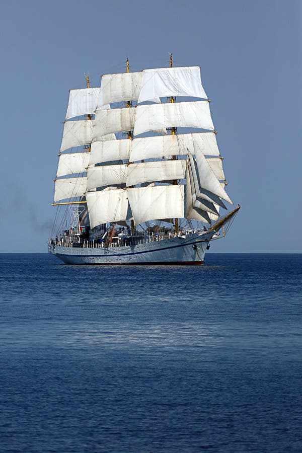 Tall Ship with Wind-filled Sails Stock Image - Image of sail, tripping ...