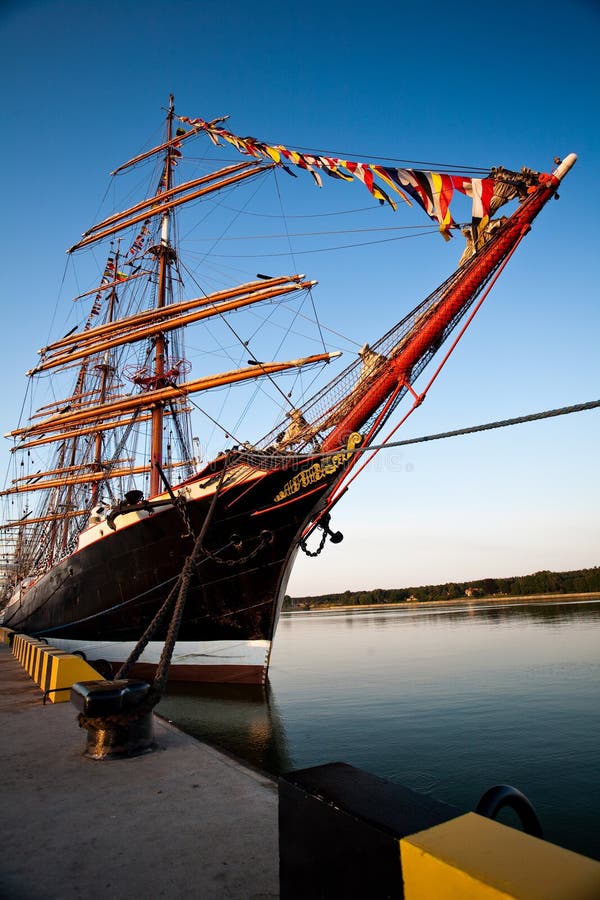 Detroit Skyline Thru Tallship Rigs Stock Image - Image of michigan ...