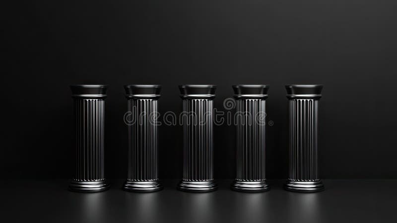 Tall Silver Pillars are Arranged Beautifully, Contrasting Sharply with ...