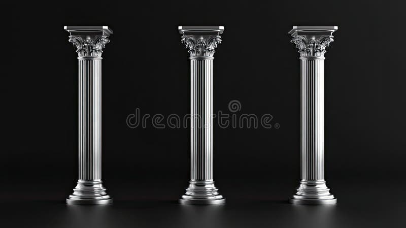 Tall Silver Pillars are Arranged Beautifully, Contrasting Sharply with ...