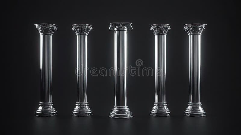 Tall Silver Pillars are Arranged Beautifully, Contrasting Sharply with ...