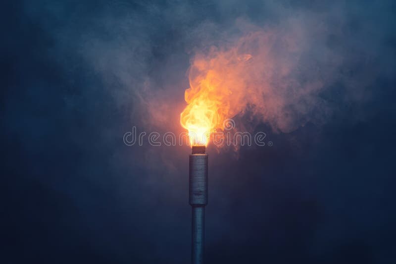 A Tall, Silver Pole with a Flame on Top Stock Illustration ...
