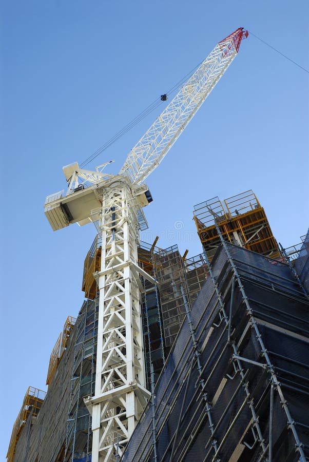 Tall Skyscraper High Rise Building Construction with Crane Stock Photo ...