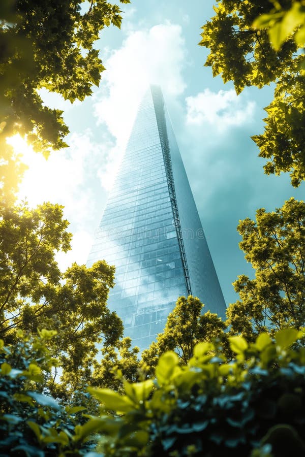 A Tall Skyscraper Surrounded by Trees in the Middle of a Forest Stock ...