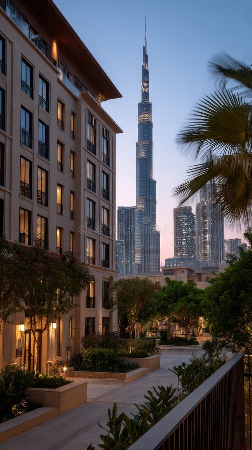 Tall Skyscraper View from Building Courtyard during Dusk Stock Image ...