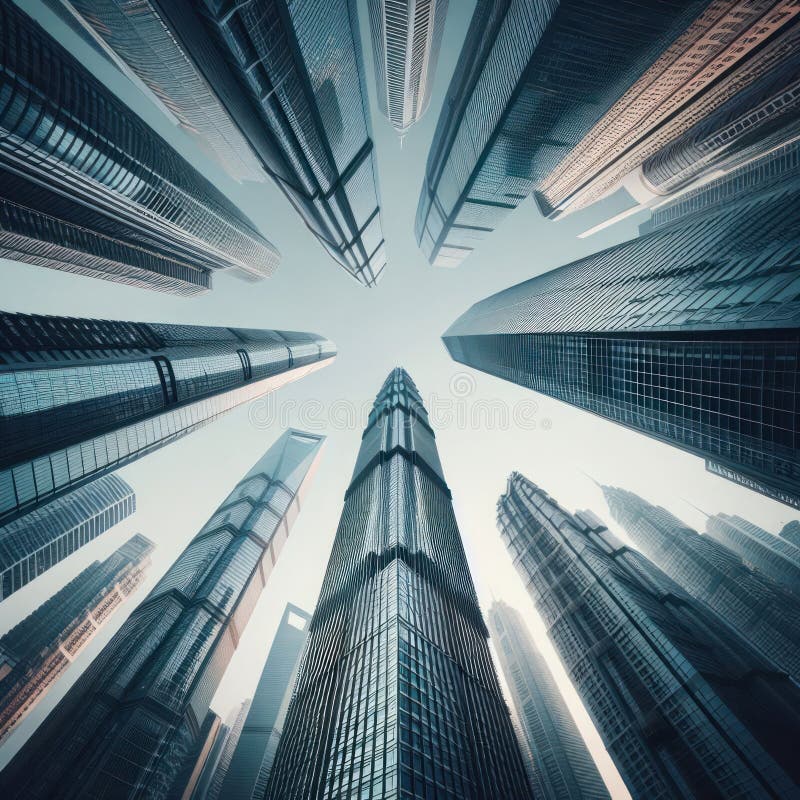 The Tall Skyscrapers of the City when Viewed from Below. Stock Image ...