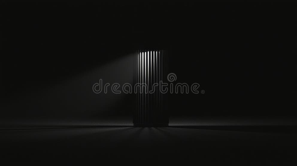 A Tall, Slender, Black Structure with Vertical Lines Illuminated from ...