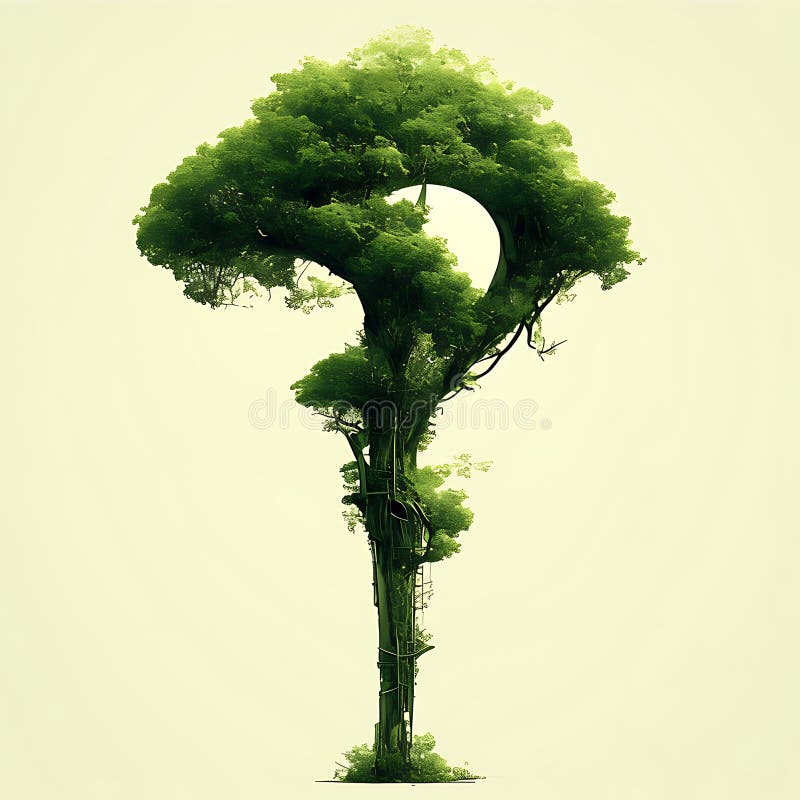 ImageA Tall, Slender Tree with Lush Green Foliage Forms a Question Mark ...