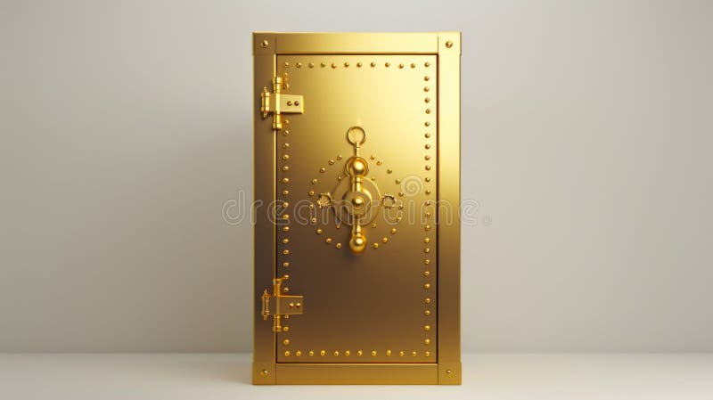 Tall Solid Gold Safe Vault Door. Generative Ai Stock Illustration ...