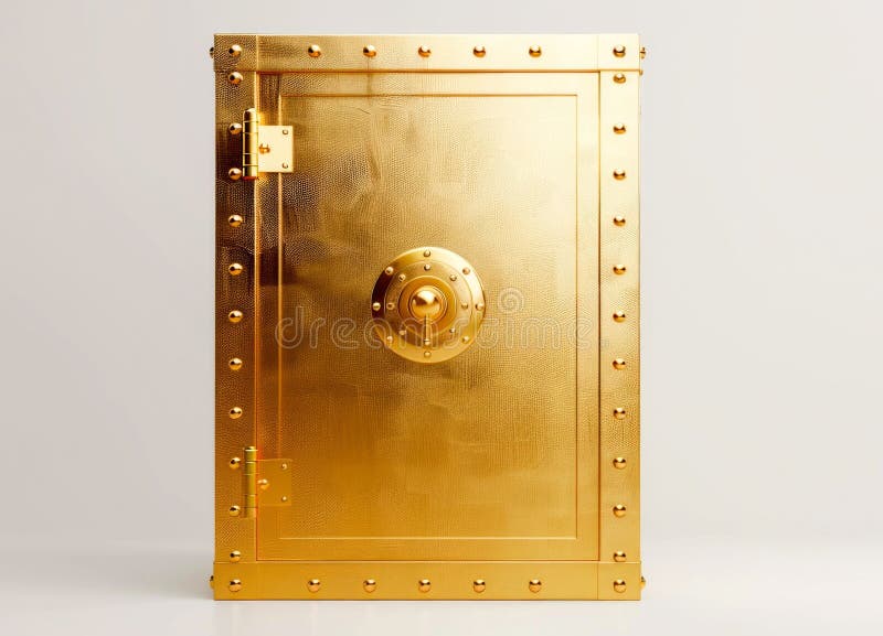 Tall Solid Gold Safe Vault Door. Generative Ai Stock Illustration ...