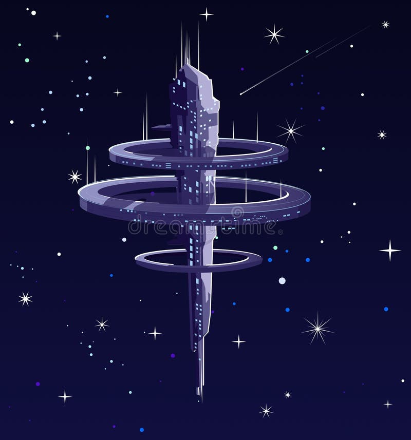 A Tall Space Structure Resembling a Science Base in Space or a Space ...