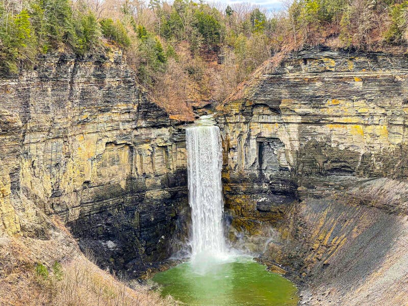 Tall Spring Waterfall Taughannock Falls New York State Park Stock Photo ...