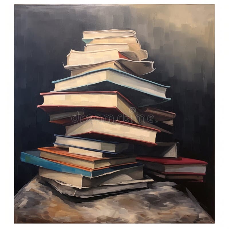 Stack of Old Books with Worn Covers and Pages Stock Illustration ...