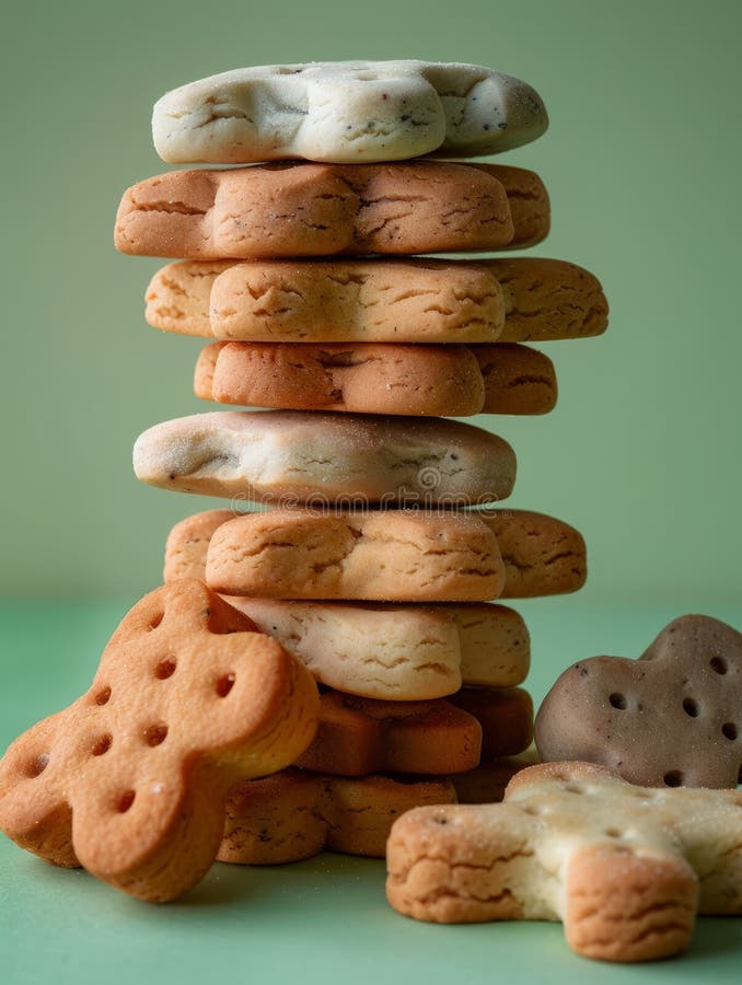 Tall Stack Assorted Cookies Green Background Stock Photos - Free ...