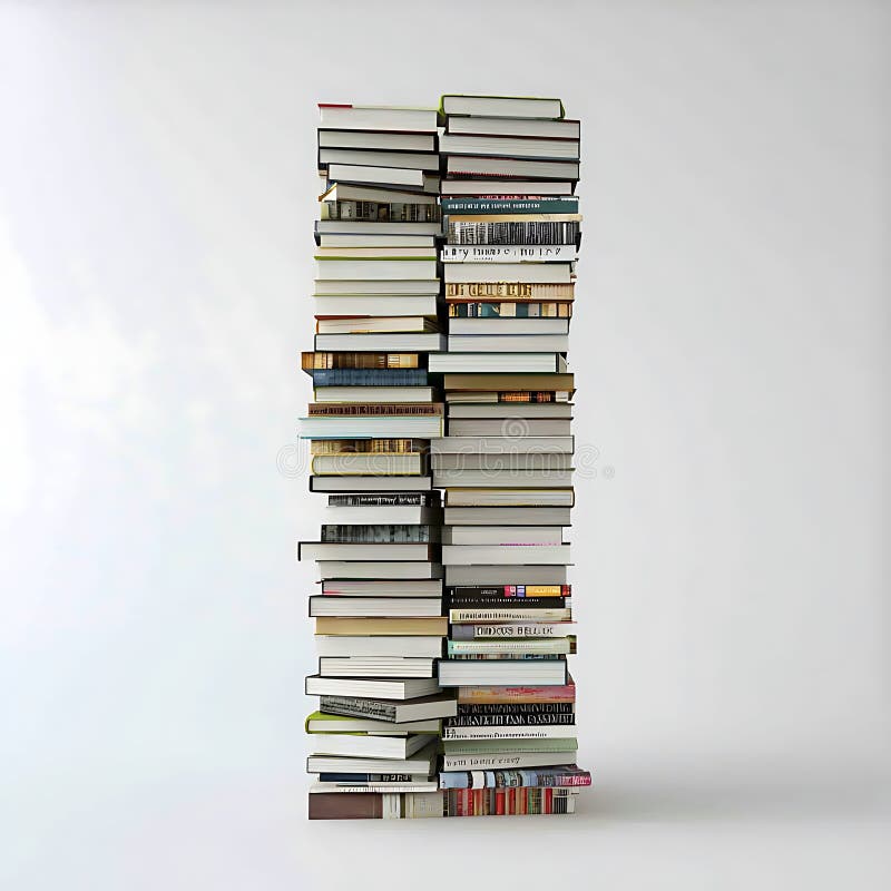 Tall Stack of Books Forming a Vertical Shape a 3D Rendering of Numerous ...