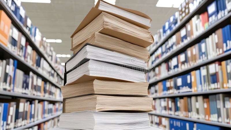 A Tall Stack of Books in a Library, Symbolizing Knowledge and Learning ...