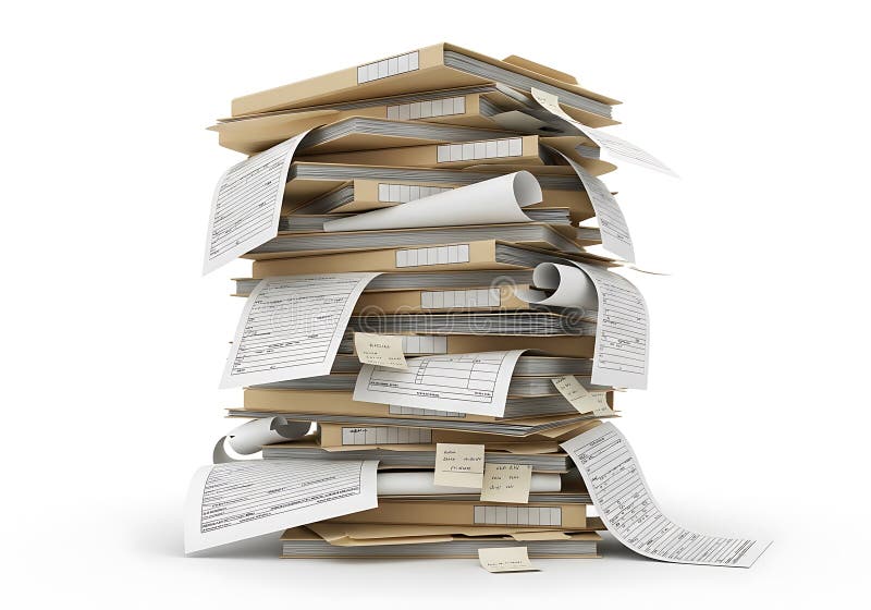Stack of Folders with Files Stock Image - Image of documentation ...