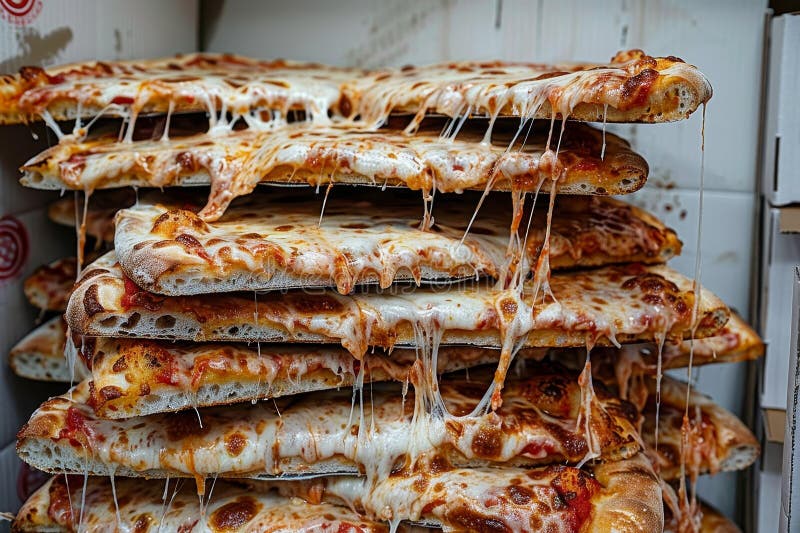 A Tall Stack of Greasy Pizza Boxes with Missing Slices, Greasy Pizza ...