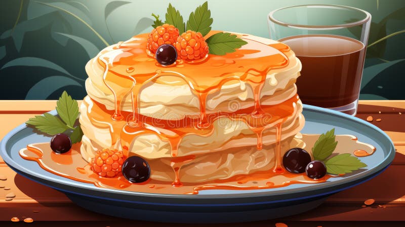 Tall Stack of Light and Airy Japanese Pancakes with a Smooth, Golden ...
