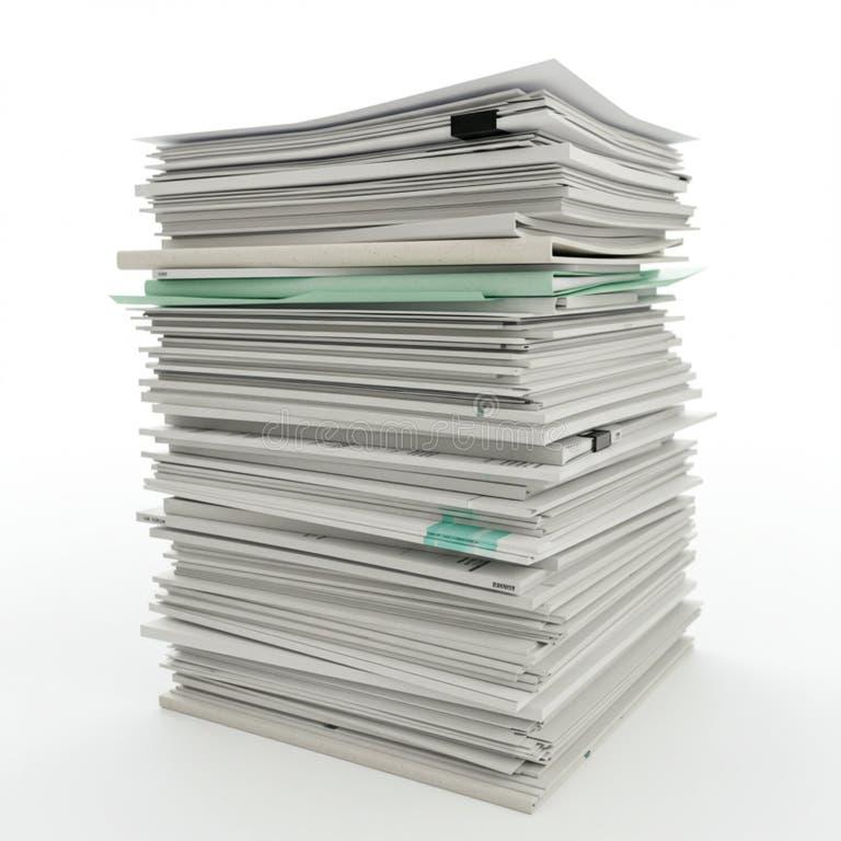 A Tall Stack of Neatly Organized Papers, Including Documents, Folders ...