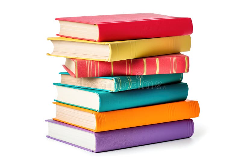 Tall Stack of New Books in Bright Covers Isolated on White Background ...