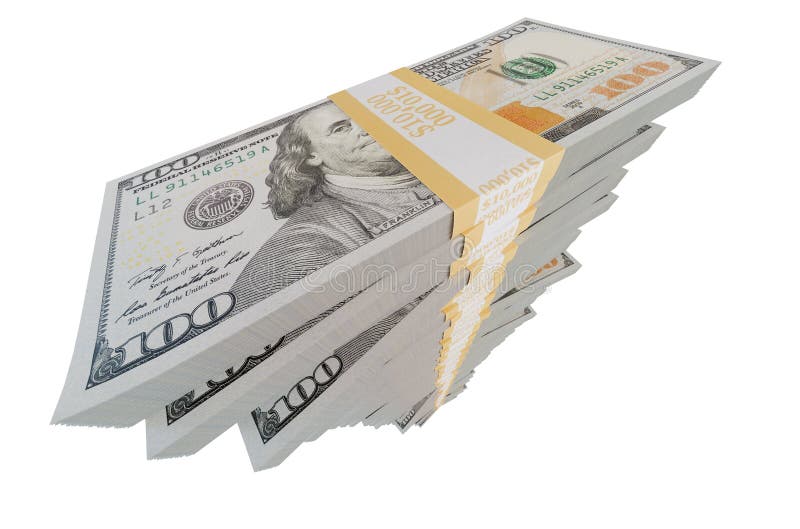 Stack of One Million Dollars in One Hundred Dollar Bills Isolated on a ...