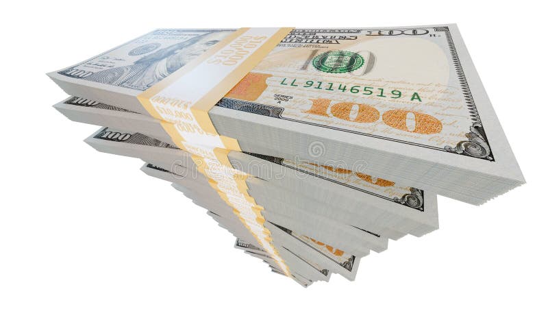 Tall Stack of One Million Dollars in One Hundred Dollar Bills Isolated ...