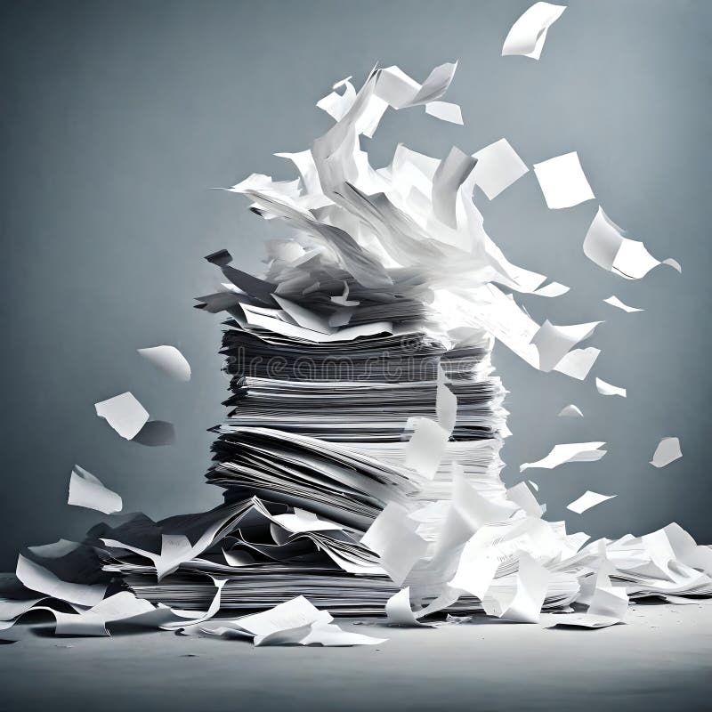 Stack of Papers Being Blown Away - Ai Generated Image Stock ...
