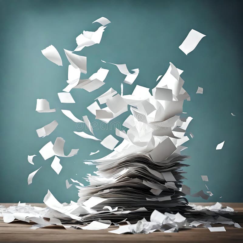 Stack of Papers Being Blown Away - Ai Generated Image Stock ...
