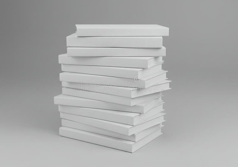 A Tall Stack of Plain White Book Covers, Uniformly Arranged on a Gray ...