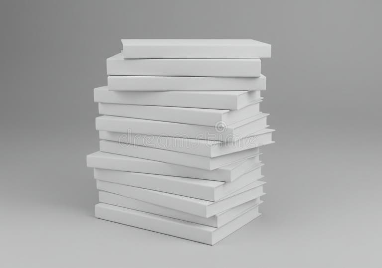 A Tall Stack of Plain White Book Covers, Uniformly Arranged on a Gray ...