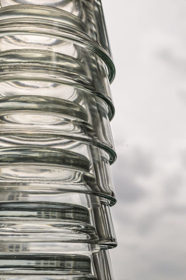 A Tall Stack of Small Glass Cups by the Window. Stock Image - Image of ...