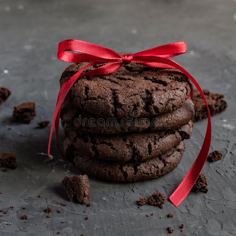 Tall Stack of Soft Homemade Chocolate Chip Cookies with a Bite Mark ...