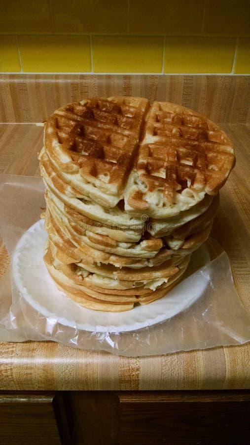 Tall stack of waffles stock photo. Image of paper, food - 180274816