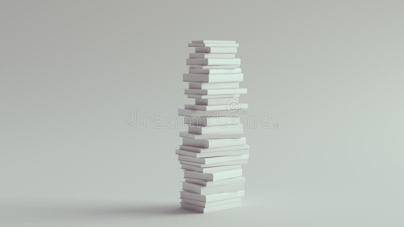 Tall Stack of White Books stock illustration. Illustration of empty ...