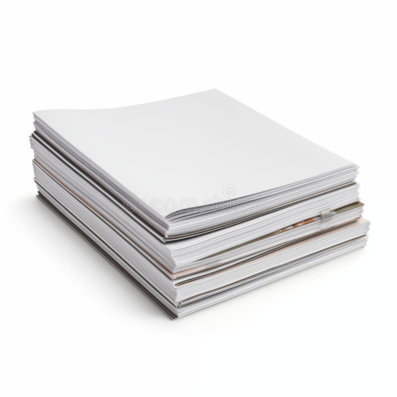 Tall Stack of White Paper Sheets Isolated on White Background for ...