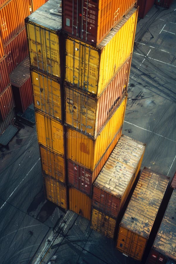 Tall Stack Yellow Containers Stock Photos - Free & Royalty-Free Stock ...