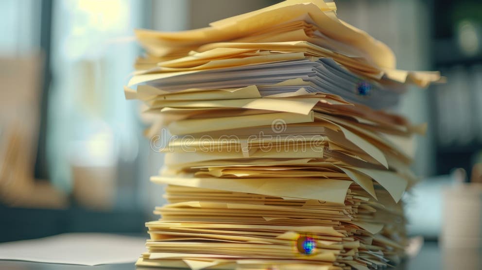 The Stack of Documents.AI Generated Image Stock Photo - Image of employment, paper: 382971588