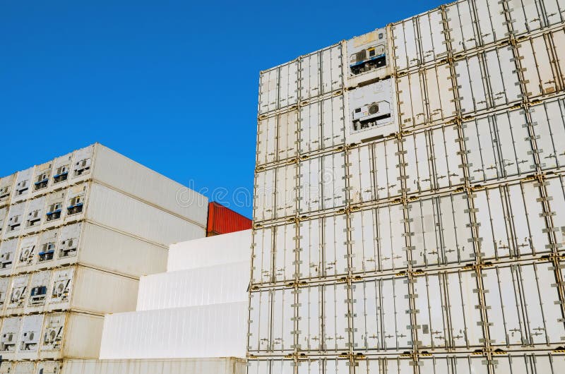 Tall Stacks of Shipping Containers Awaiting Transport Stock Image ...