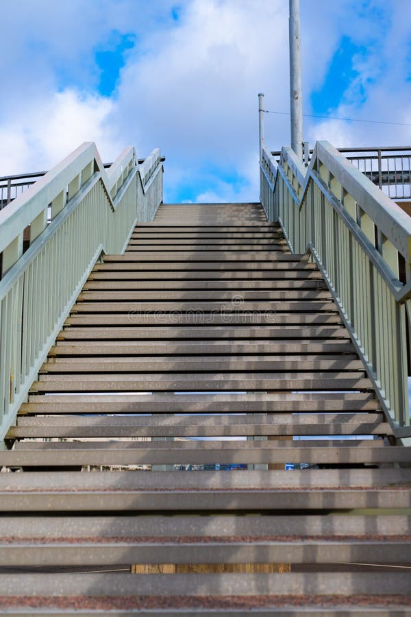Tall Stairs Leading Up To a Roadway.. Stock Image - Image of stairs ...